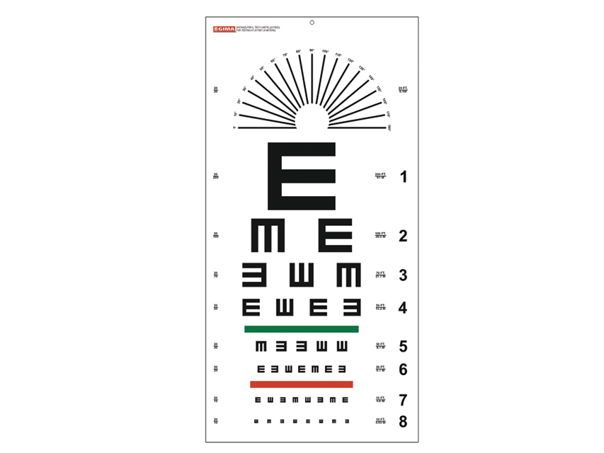 TUMBLING E OPTOMETRIC CHART 6 M 28x56 Cm