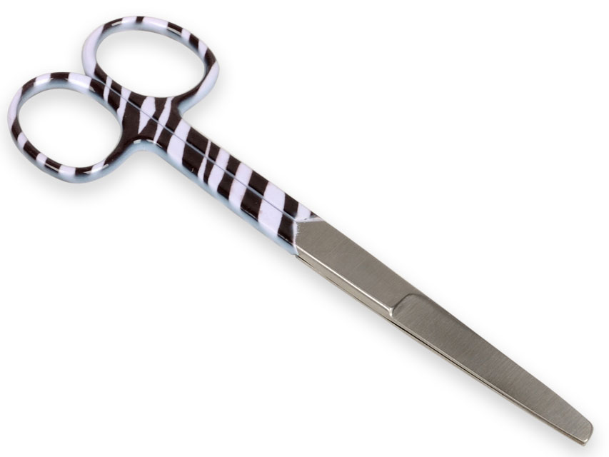S/S STRAIGHT SCISSORS - zebra fantasy - blunt/sharp - 14 cm